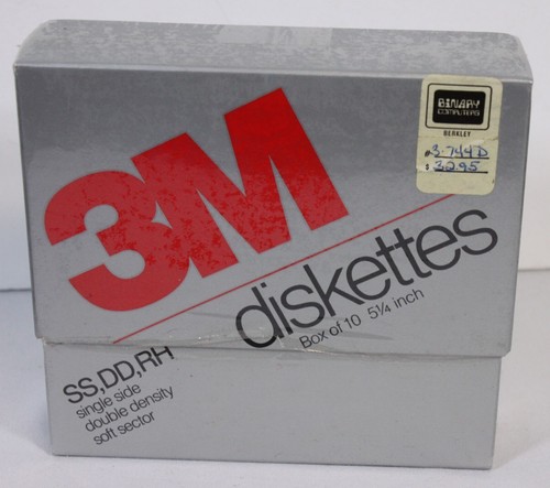 5 Vtg 3M Diskettes in Box SS DD RH 5.25 Inch Floppy Discs Computer Part ...