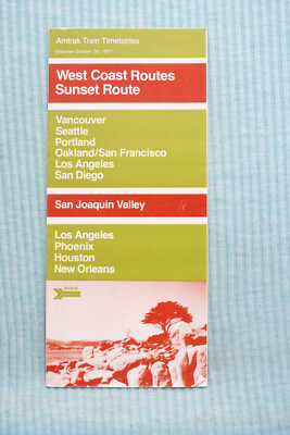 Amtrak - West Coast Routes - Oct 30, 1977 | eBay