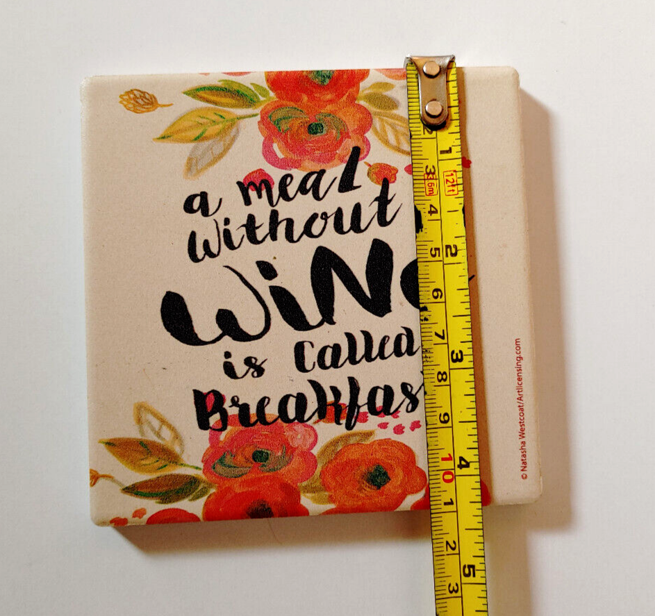 THIRSTYSTONE 4" Coaster Meal Without Wine Called Breakfast Red Poppy ...