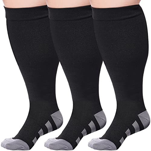3 Pairs Plus Size Compression Socks for Women & Men X-Large-XX-Large 01 ...