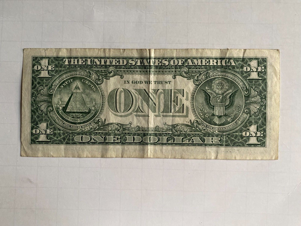 One dollar bill serial number A 34514903 E $1 Note US Real money 2013 ...