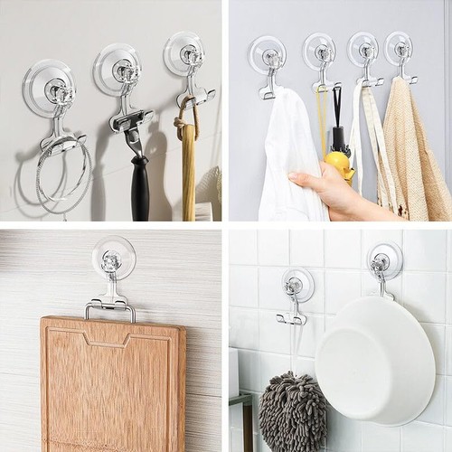Suction Cup Hooks - 2 Pack Heavy Duty, Reusable & Waterproof Shower ...