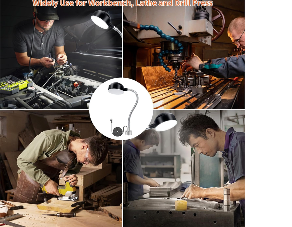 Magnetic Work Light, LED Machine Light with 16 in Flexible Gooseneck ...
