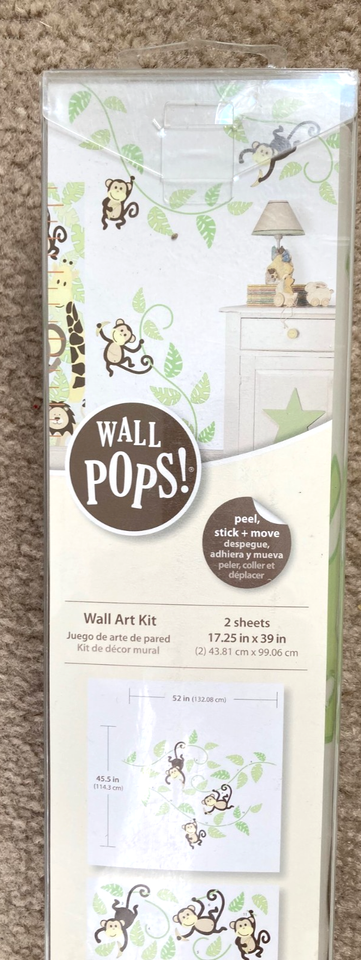 Wall Pops Wall Art Kit Monkeying Around 36 pieces Peel Stick Move WPK0019 - NEW | eBay UK
