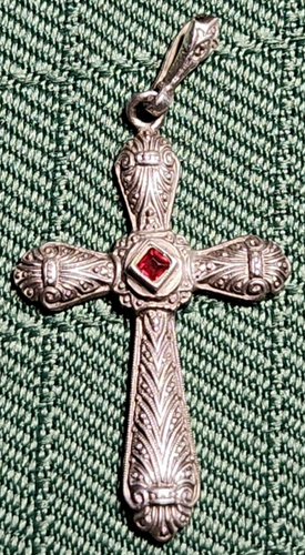 Vintage 835 German Silver Cross Necklace With Glass Ruby | eBay