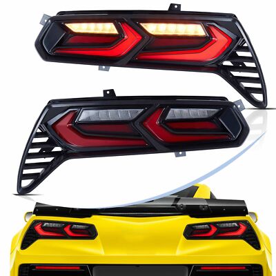 1Pair Clear Led Tail Lights For 2014-2019 Chevrolet corvette C7 Rear w ...