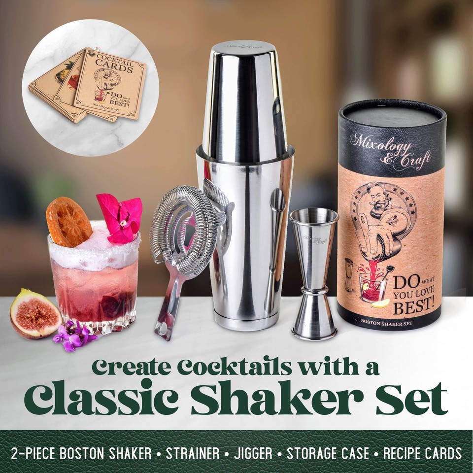 Mixology Cocktail Shaker Boston Shaker Set Professional Weighted ...
