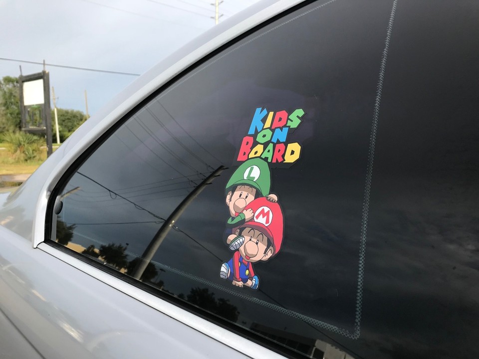 Super Mario Kids On Board Bumper Sticker Decal Sticker Super Mario and ...