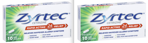 Zyrtec Rapid Acting Allergy & Hayfever Antihistamine - 2 x 10 Pack ...