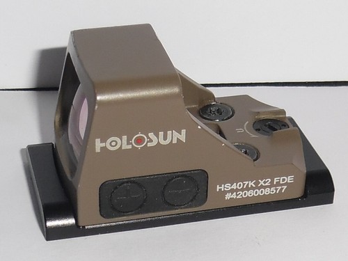 HOLOSUN 407K X2 FDE RED DOT SIGHT WITH GLOCK MOS DDP TITANIUM MOUNTING ...