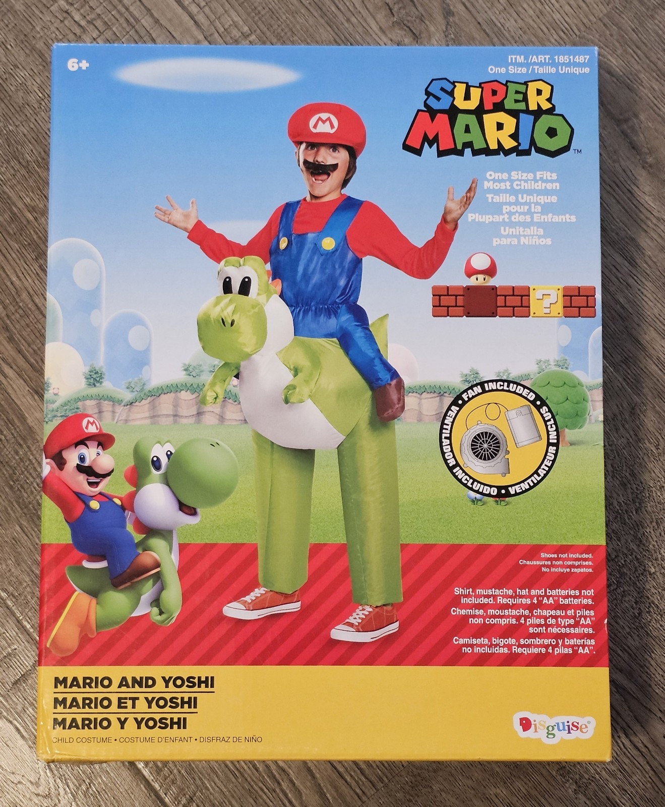 New Super Mario Mario Riding Yoshi Inflatable Halloween Costume 6+ Fan ...
