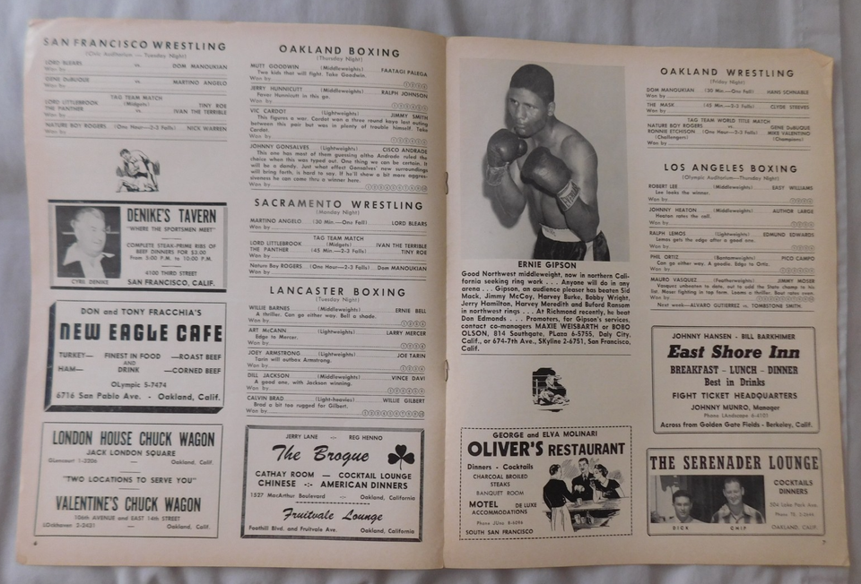Oct 1958 REFEREE Boxing Magazine Program Johnny Gonsalves & Harvey ...