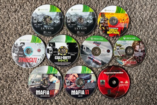 Lot Of 10 Microsoft Xbox 360 Xbox One & PS1 Loose Video Game Discs ...