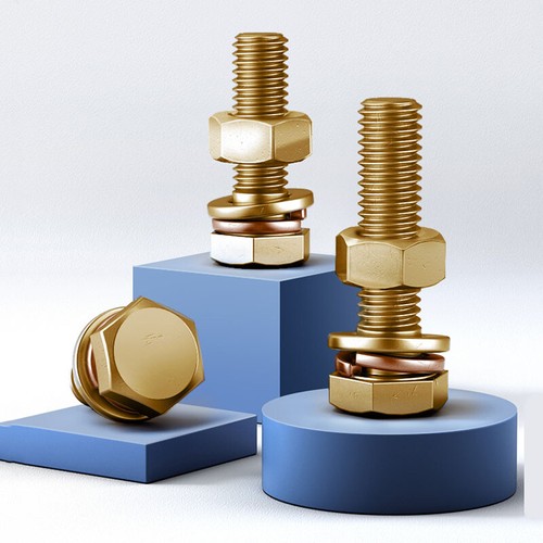 Brass Hex Head Screws with Nut/Washer/Spring Washer M3 M4 M5 M6~M12 Hex ...