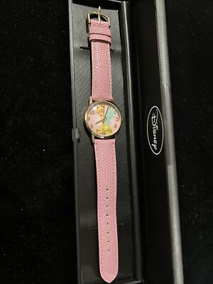 DISNEY PRINCESSES Tinker Bell Watch Genuine Pink Leather Band | eBay