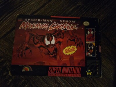 Maximum Carnage (Super Nintendo SNES 1994) CIB, box, manual, and game ...