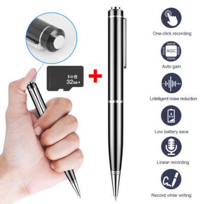 32GB & Voice Recorder Pen Activated Spy Audio Listening Device Sound ...