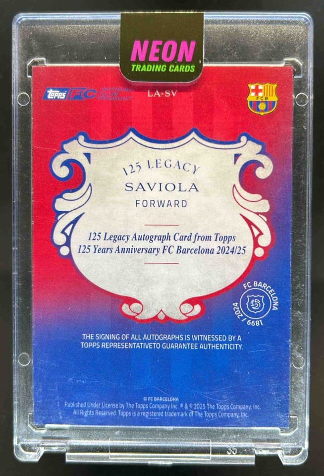 2024-25 Topps FC Barcelona 125th Ann Javier Saviola 125 Legacy Auto Black #10/10 | eBay