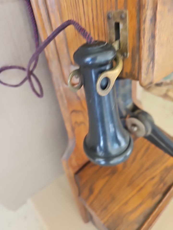Antique WESTERN ELECTRIC WALL OAK WOOD DOUBLE BOX HOTEL WALL CRANK ...