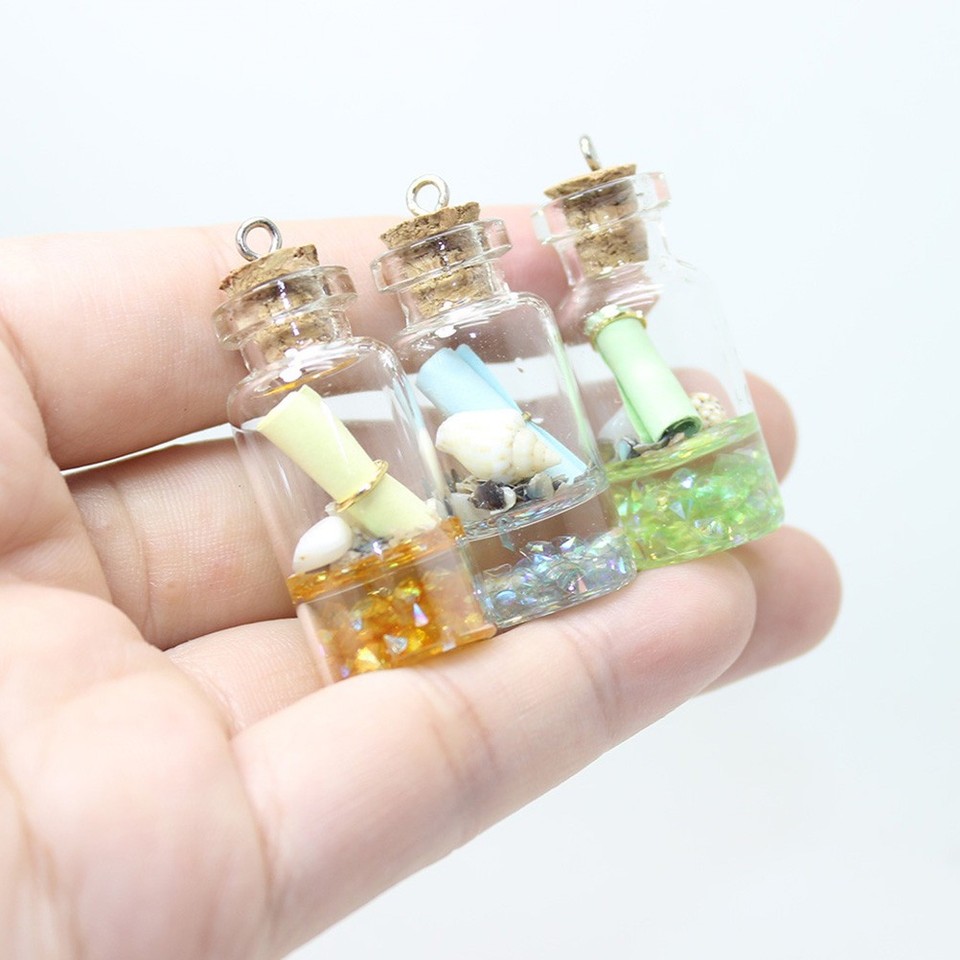 12 Pcs Small Bottle Charm Glass Hanging Ornaments DIY Resin Keychain ...
