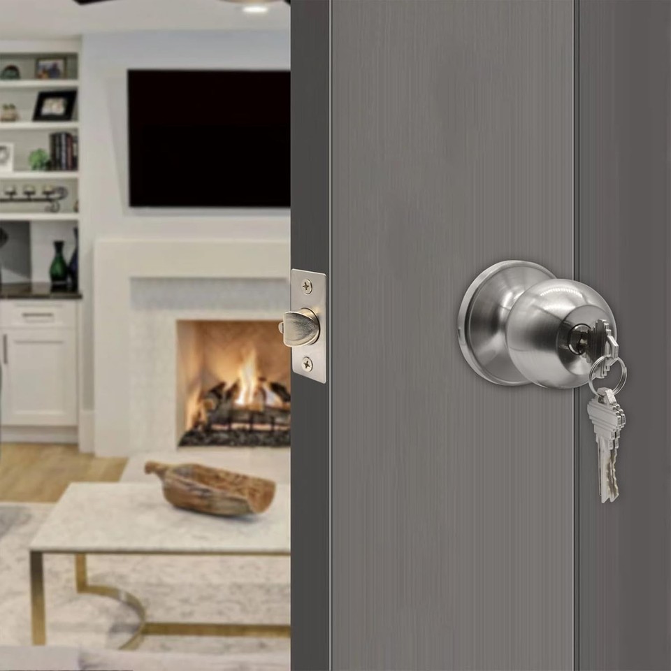5" Backset Latch Keyed Entry Door Knob with Lock and Key, Standard ...