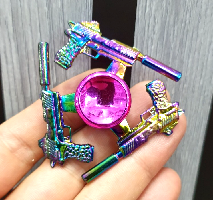 Gun Fidget Spinner Rainbow Finger Metal Spinners Hand Toys Stress ...