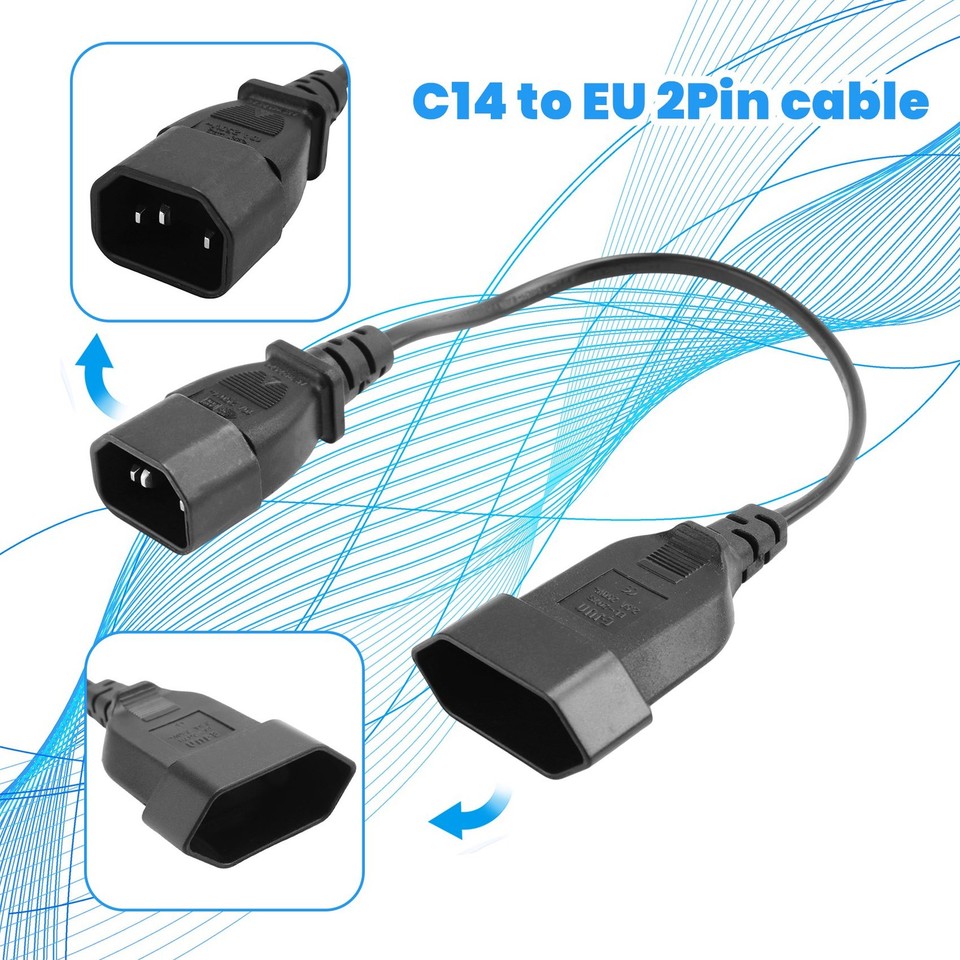 Adapter Cord , IEC 320 C14 Male Plug to European CEE 7/16 2Pin Female ...