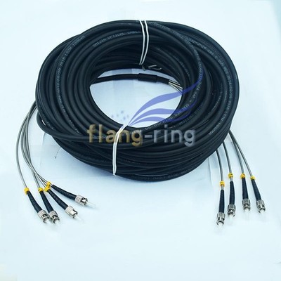 100M 4 Cores Field Outdoor Fiber Cable ST-ST 4 Strand 9/125 SM Fiber ...