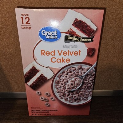 1x Great Value Red Velvet Cake Corn & Oat Cereal 16oz Box - Limited ...