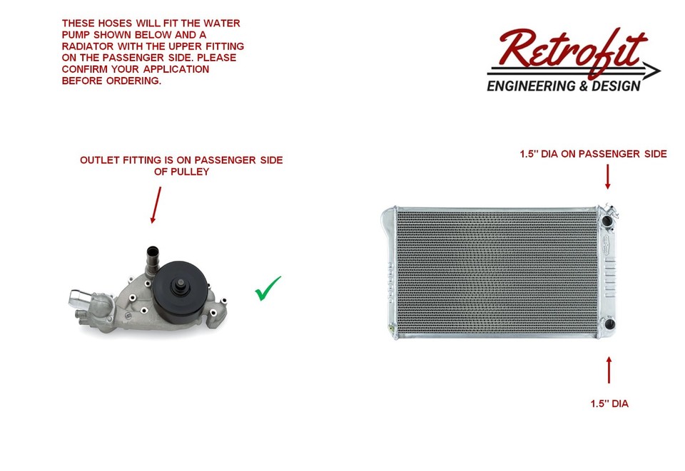 1968-1972 Chevelle LS Swap Radiator Hose Kit LS1/LS2 Dual Pass | Gates ...