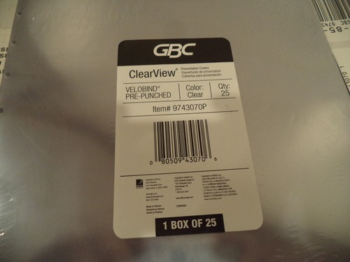 GBC VeloBind Clear View Pre-Punched Presentation Covers, 25 Pieces 11 X ...