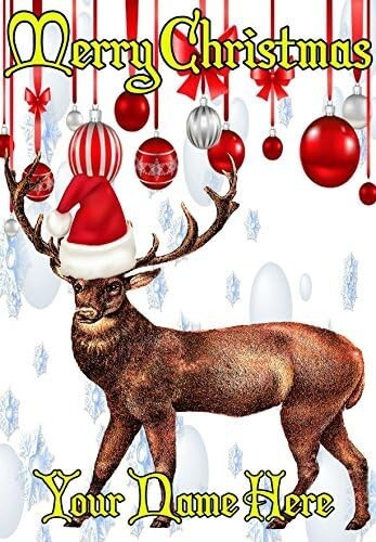 Stag ptcc224 Santa Hat Xmas Christmas Card A5 Personalised Greeting ...
