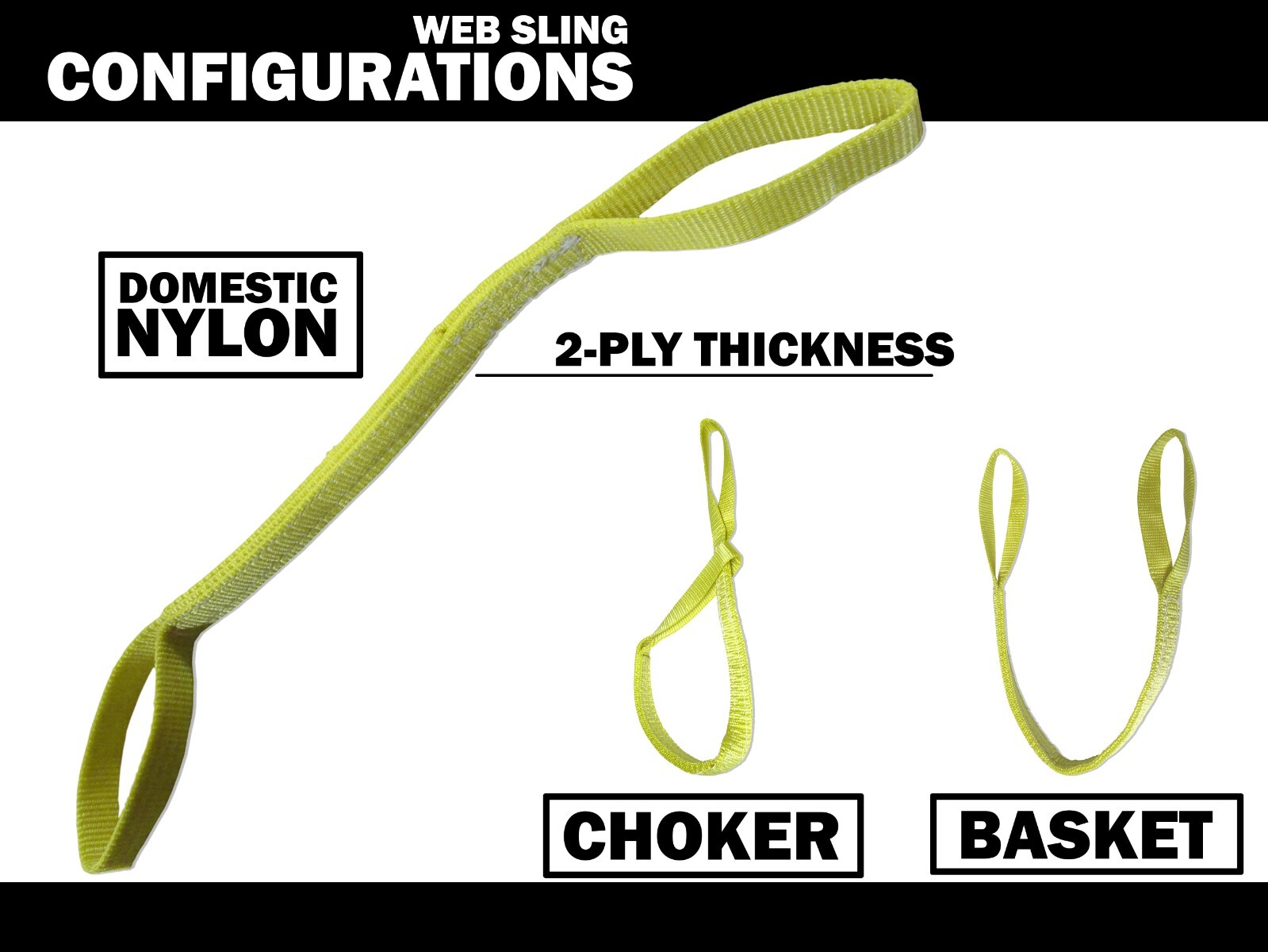 1 x 12 ft Nylon Web Lifting Sling Tow Strap 2 Ply EE2-901 Eye & Eye USA ...