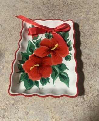 Vintage HELEN DE TAR Hand Painted 6.5'' x 4.5'' Floral Wall Hanging ...