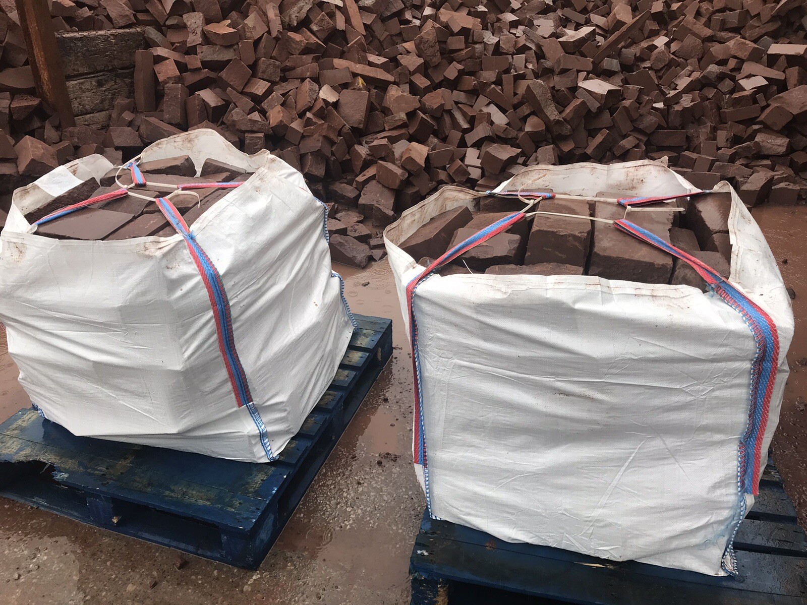 Random St Bees Red Sandstone Walling Stone in a Dumpy Bag | eBay UK