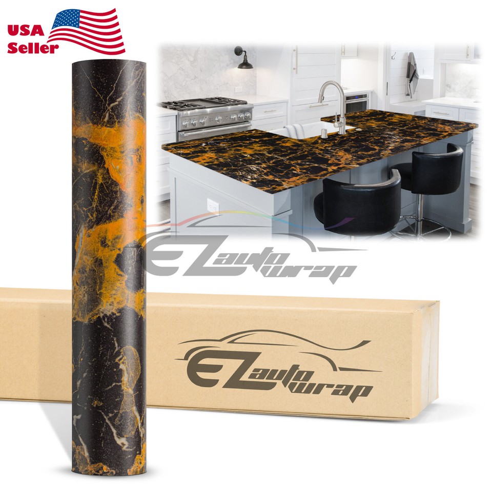 Gloss / Matte Marble Granite Effect Vinyl Wrap Self Adhesive Counter ...
