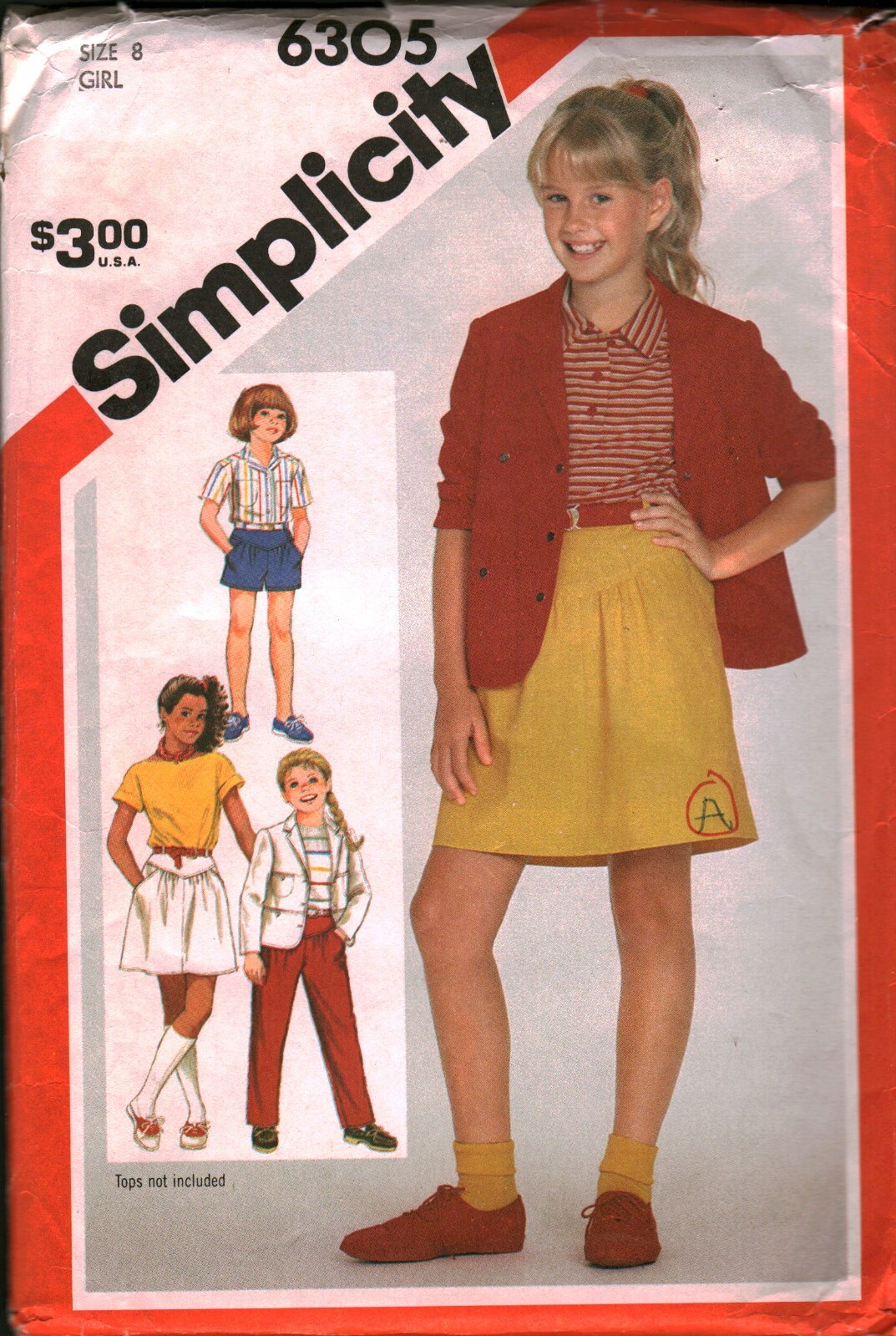 6305 Vintage Simplicity Sewing Pattern Girls Pants Shorts Skirt Jacket ...