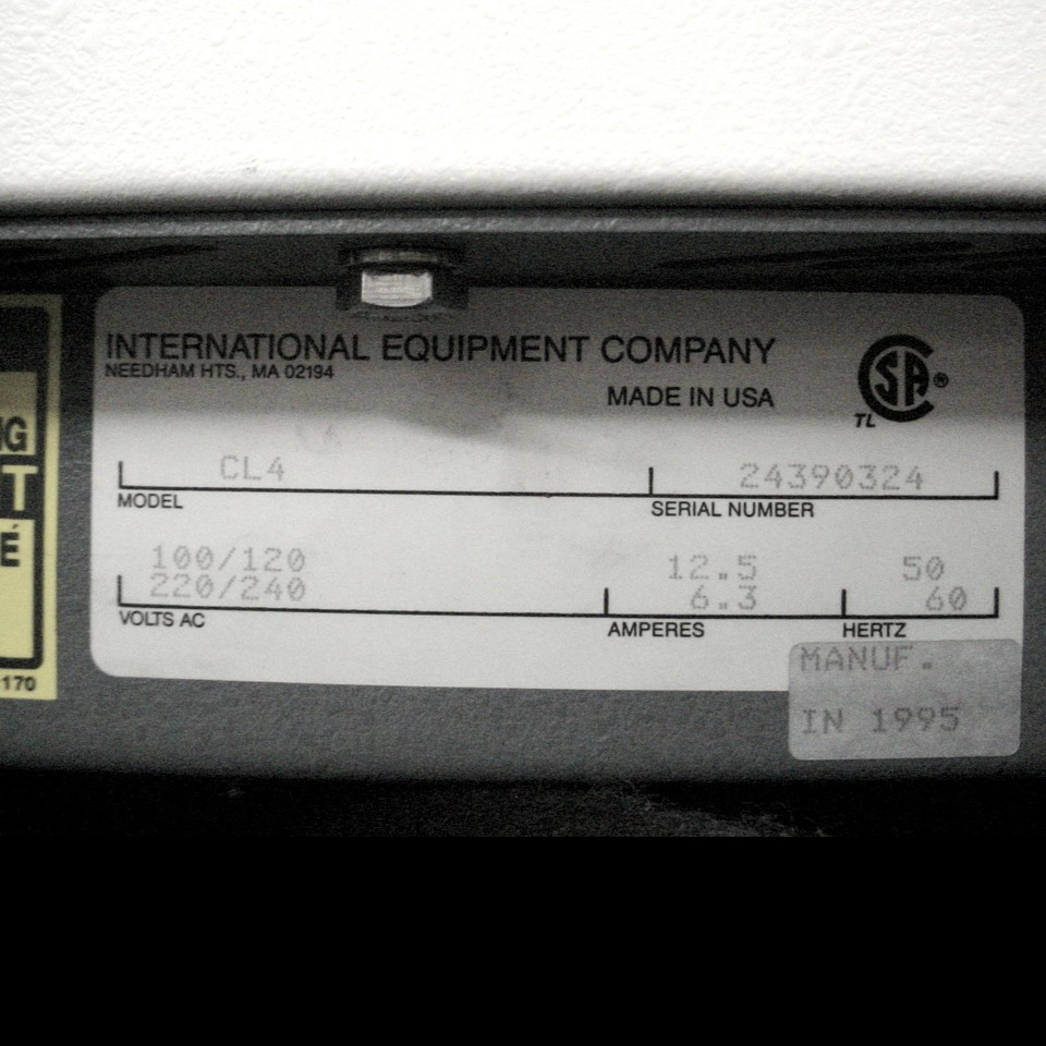 IEC Centra CL4 Laboratory Table Top Centrifuge w/4 Position Swing ...