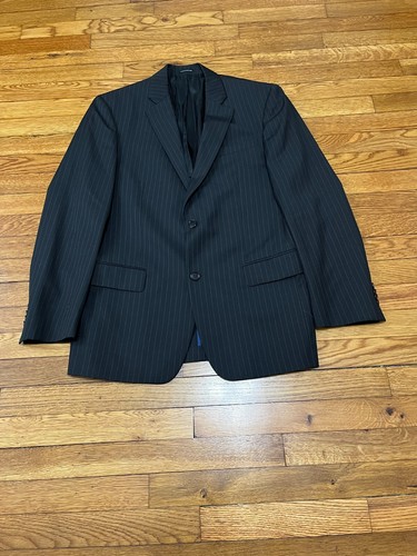 John Varvatos Mens Blazer Jacket Size 40R Black Pinstriped Wool Sport ...