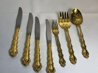 Lot Of 7 ONEIDA Community Golden Gold Electroplate DINNER KNIVES Fork ...
