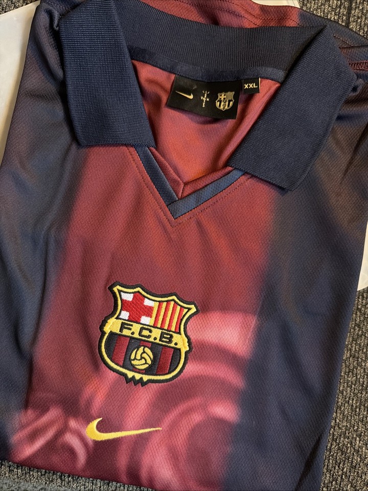 Size 2XL CJ X NIKE x FC Barcelona RETRO 2000/01 Home SKELETON Jersey | eBay