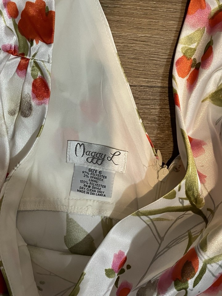 Women’s Maggy L Floral Rose Flower White Dress Size 6 | eBay