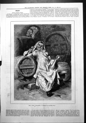 Old Jolly Cellarer Wine Casks Flagon Drunken Robed Man Stone Floor 1879 ...