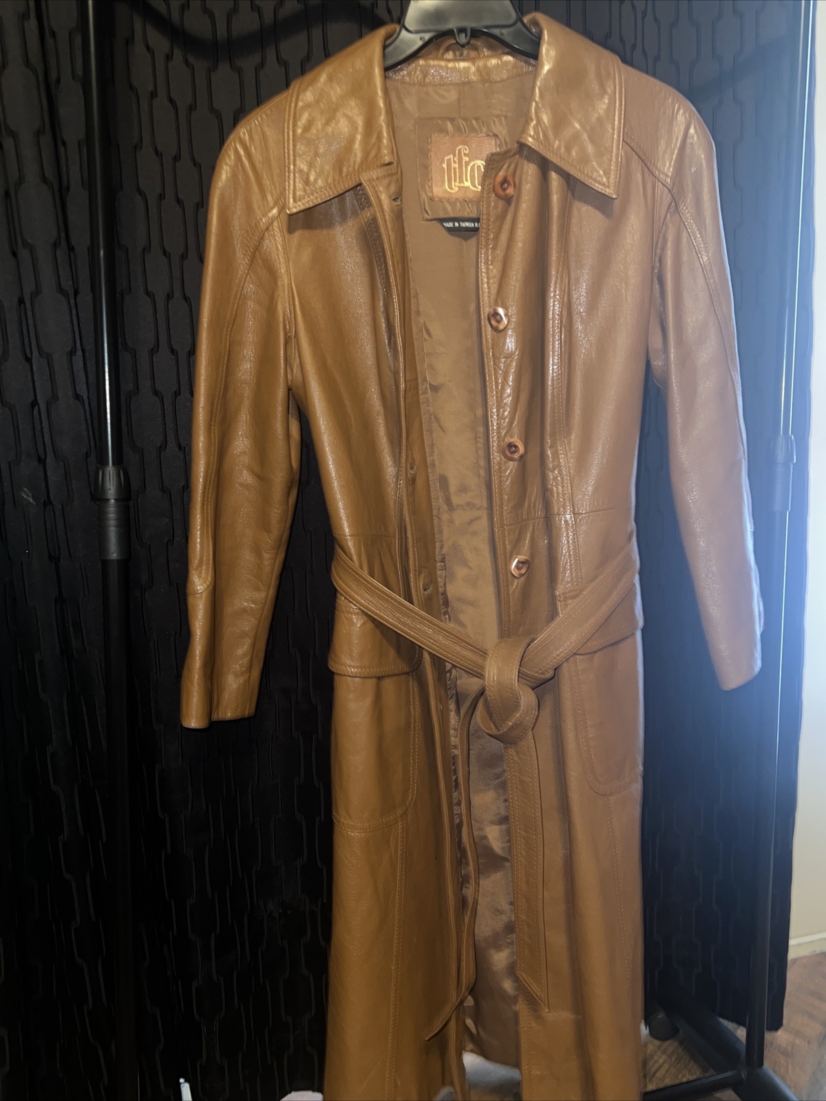 TFC 100% Leather Trench Coat Very Rare Made In Taiwan… - Gem