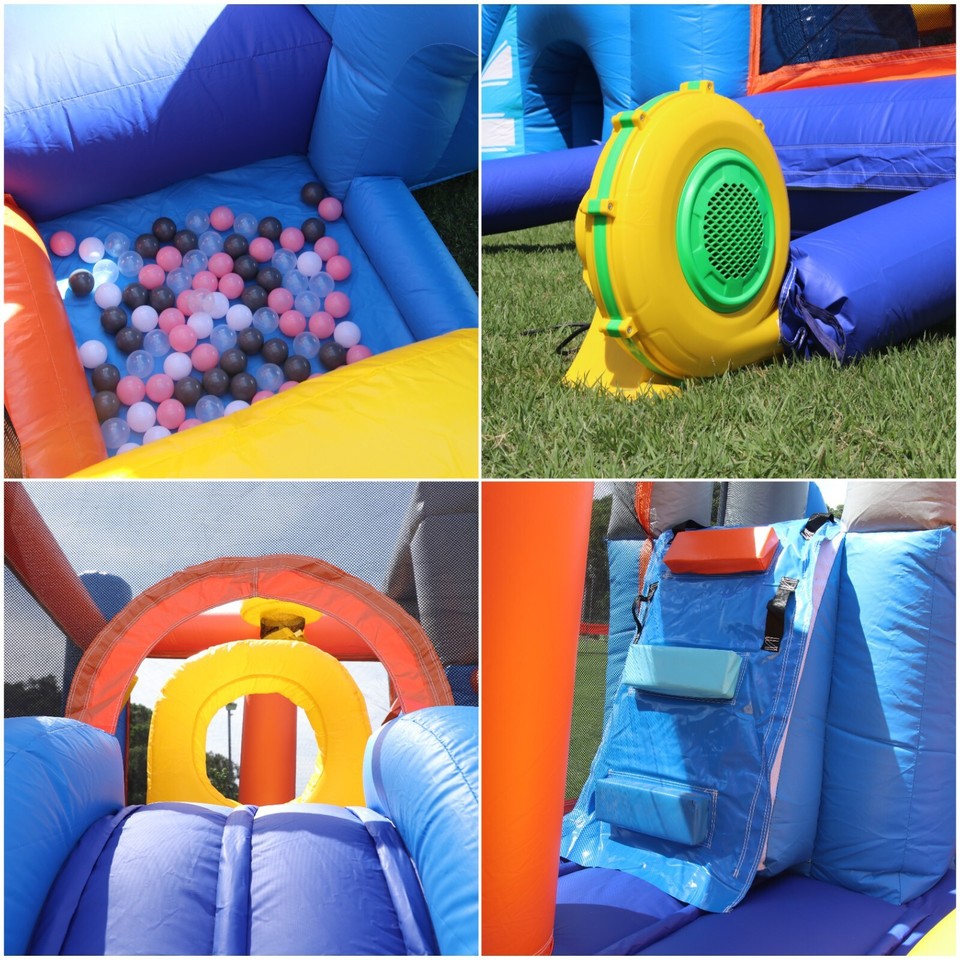 5 IN 1 Commercial PVC Inflatable Bounce House Dual Slides Ball Hoop ...