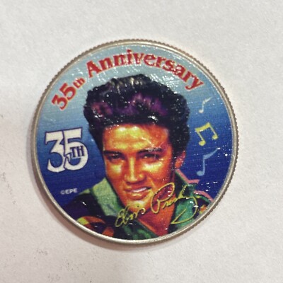 Elvis Presley Colorized Kennedy Half Dollar Coin - 35th Anniversary | eBay