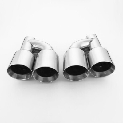Stainless Steel Exhaust Tips 2.5" In Quad 4" Out Angle Cut Staggered ...