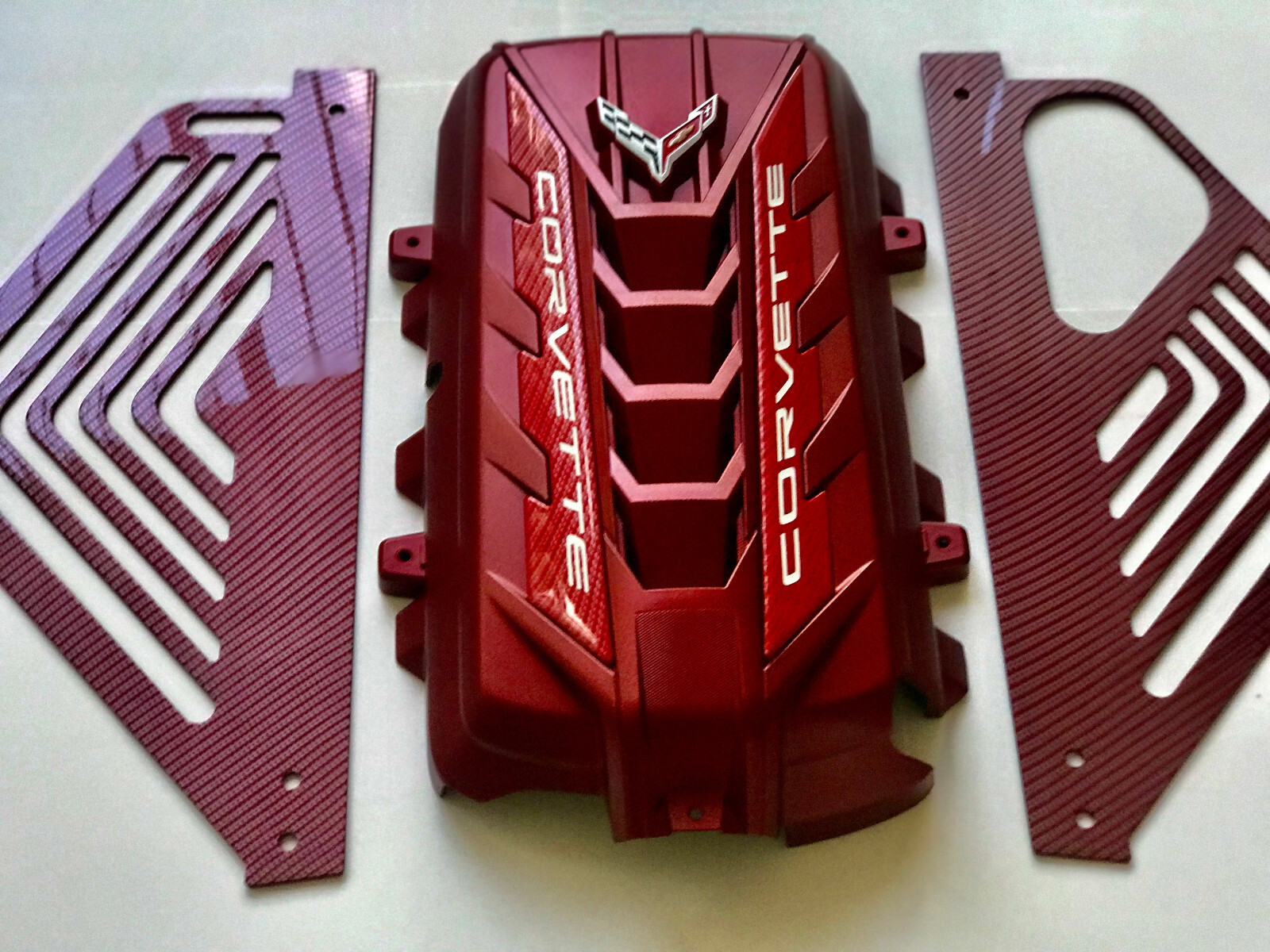2020/25 CORVETTE C8 ENGINE COVER EDGE RED CARBON FIBER APPEARANCE ...
