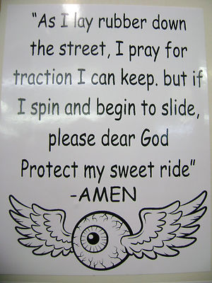 Protect my ride Prayer sticker for Hot rods, Gasser, Rat Rods.. | eBay