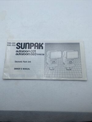 Genuine Sunpak Autozoom 331, 333 Electronic Flash Owner's Manual instructions | eBay